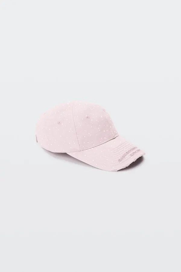 Alexander Wang Crystal Hotfix Distressed Baseball Cap - Light Pink