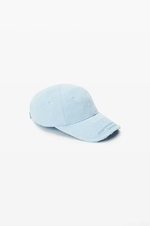Alexander Wang Distressed Baseball Cap W/ Allover Hotfix - Washed Sky
