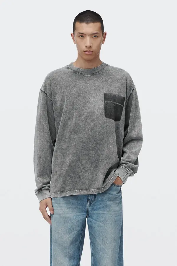 Alexander Wang Shadow Pocket Tee - Washed Grey