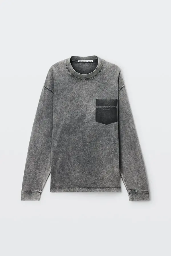 Alexander Wang Shadow Pocket Tee - Washed Grey