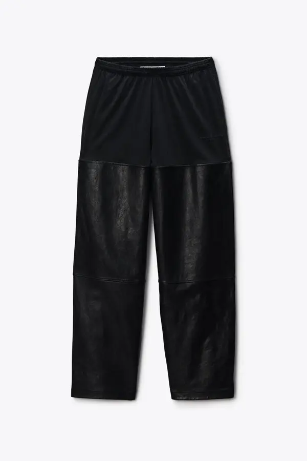 Alexander Wang Panel Sweatpant In Leather Relaxed - Black