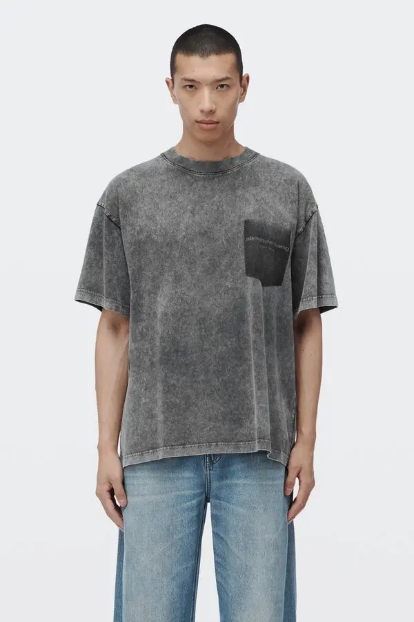 Alexander Wang Shadow Pocket Short Sleeve Tee - Washed Grey