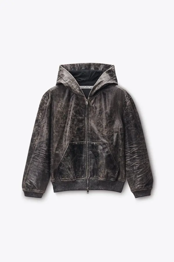 Alexander Wang Distressed Leather Hoodie