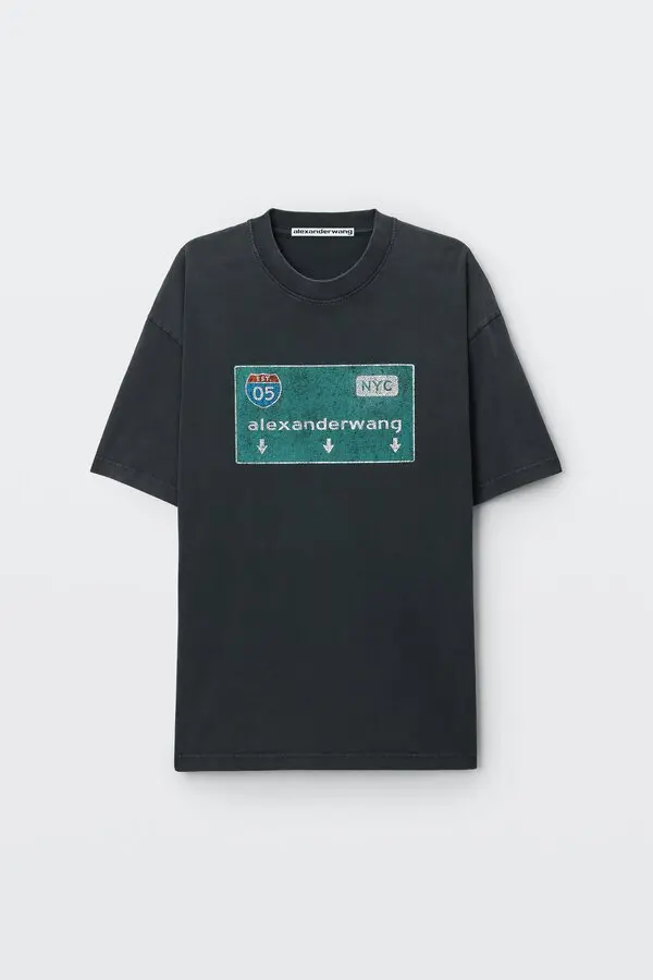 Alexander Wang Street Sign Graphic Tee - Washed Black