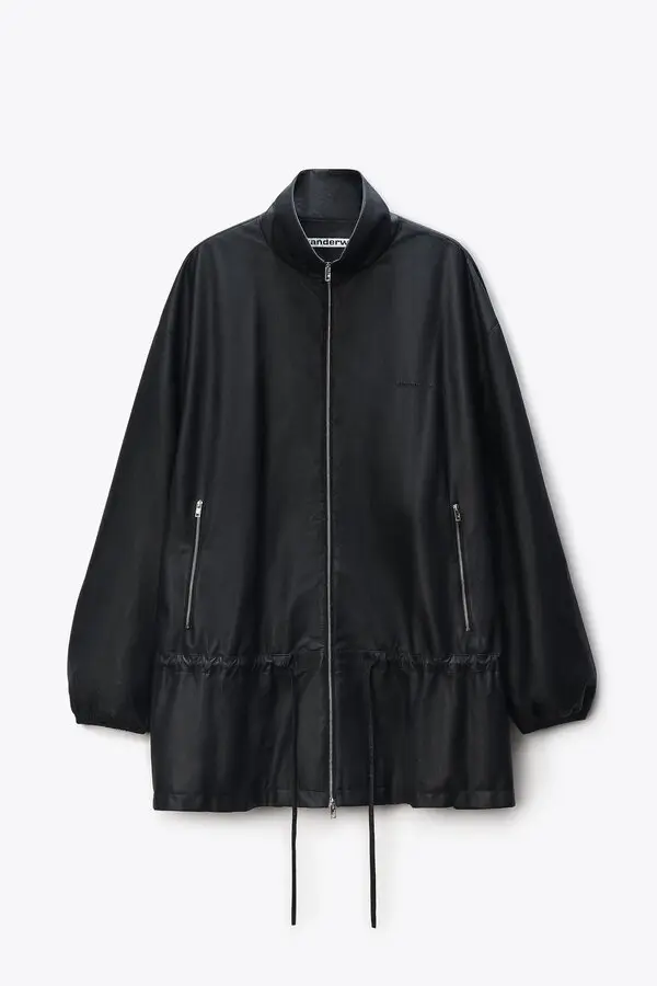 Alexander Wang Drop Waist Parka In Bonded Leather