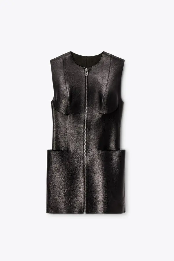 Alexander Wang Slashed Leather Mini Dress