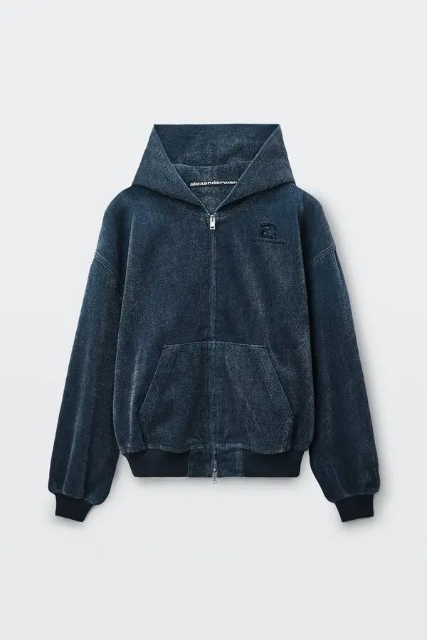 Alexander Wang Brushed Denim Oversized Hoodie