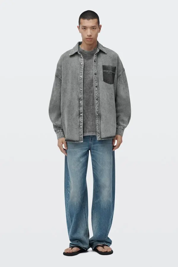 Alexander Wang Shadow Pocket Button Down Shirt - Washed Grey