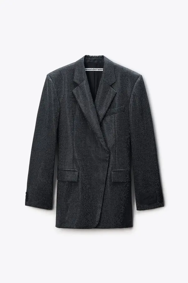 Alexander Wang Crystal Hotfix Blazer Dress - Grey