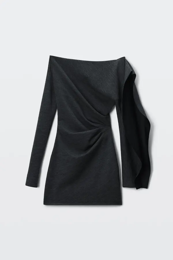 Alexander Wang Asymmetric Drape Ls Mini Dress