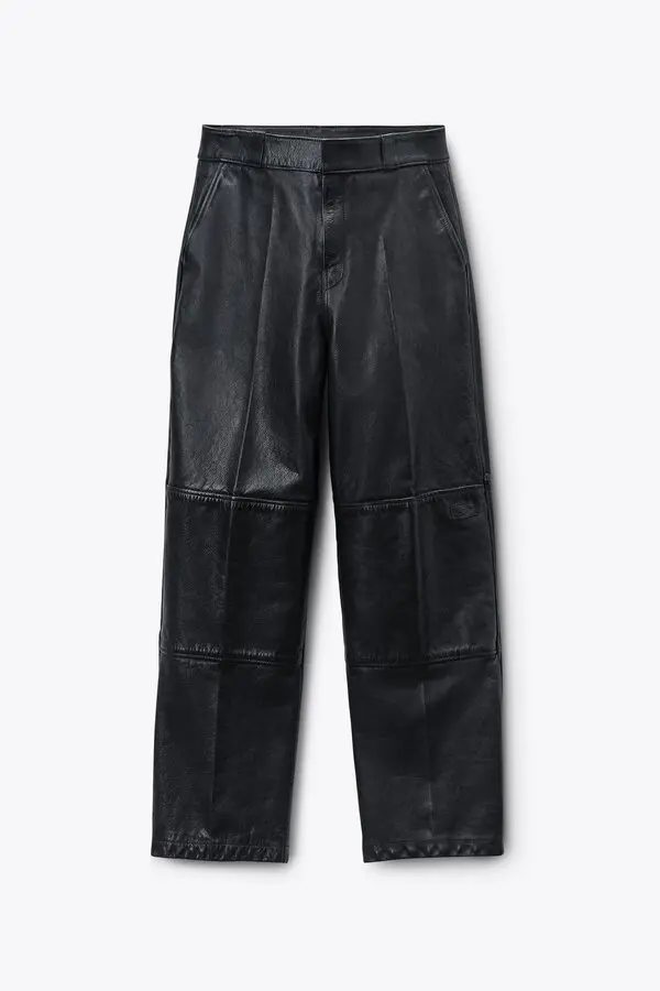 Alexander Wang Worn Moto Leather Workwear Pant - Black
