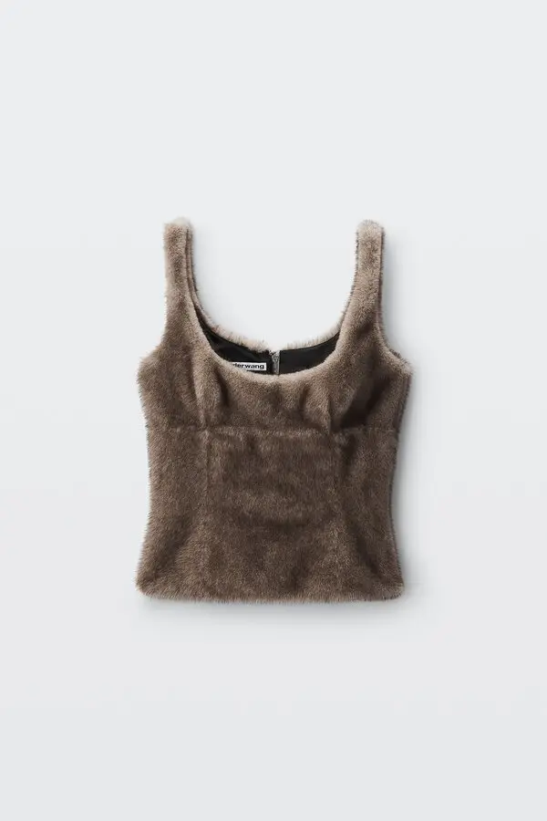 Alexander Wang Faux Fur Fitted Tank Top