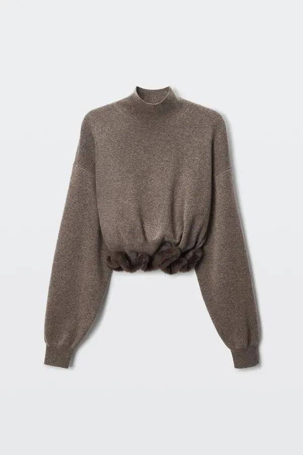 Alexander Wang Faux Fur Trim Turtleneck - Charcoal