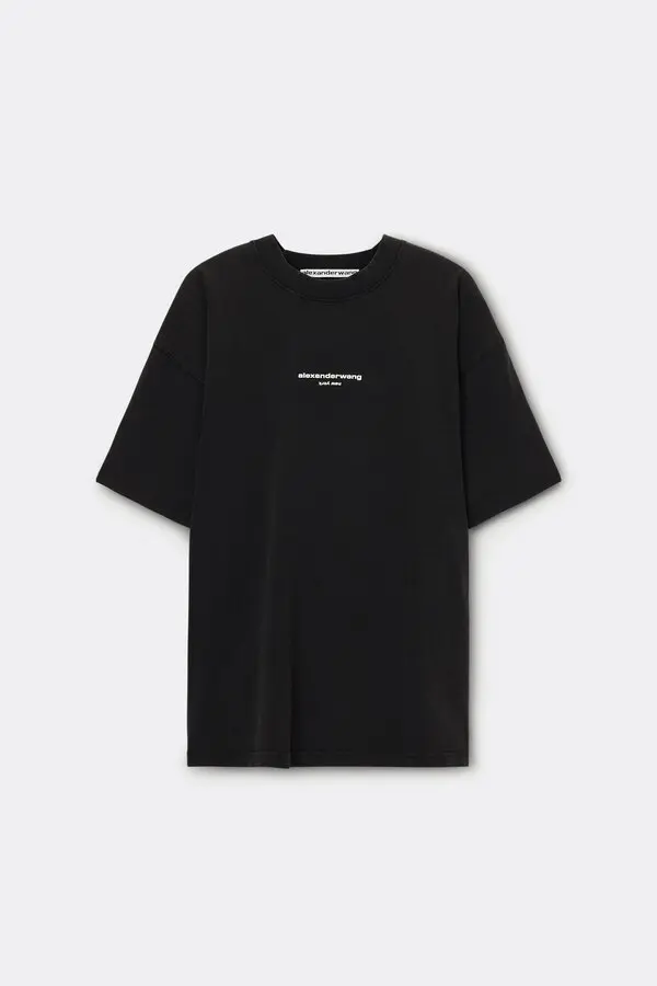 Alexander Wang Logo Print Short Sleeve Tee - Washed Black
