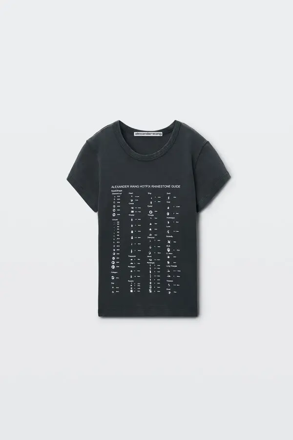 Alexander Wang Fitted Ss Tee W/ Hotfix Card Graphic - Washed Black