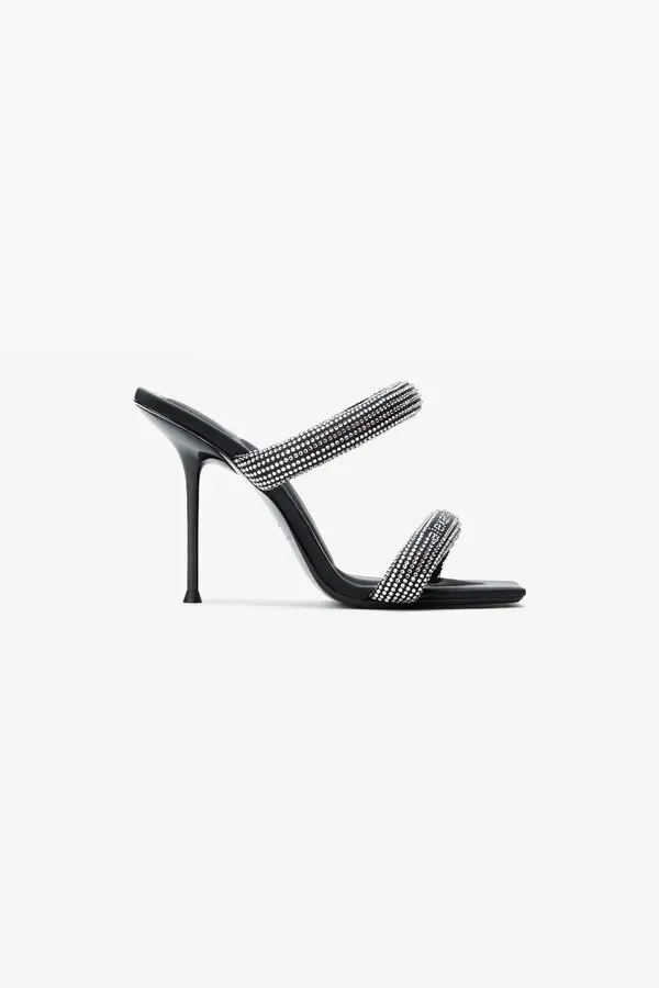 Alexander Wang Julie Crystal Hotfix 105mm Satin Tubular Sandal