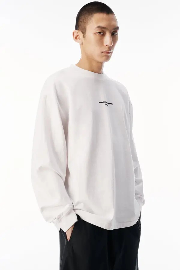 Alexander Wang Long Sleeve Tee W/ Logo Print - White