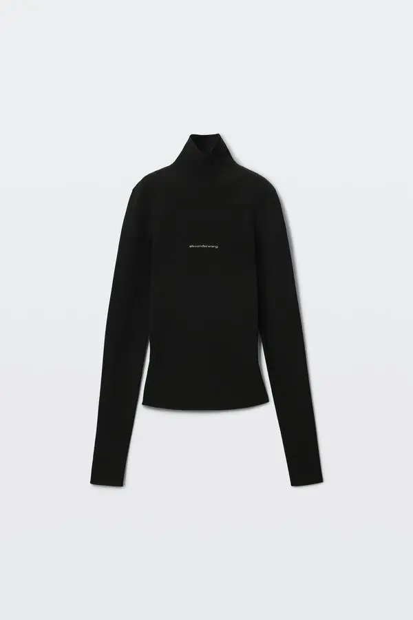Alexander Wang Ls Turtle Neck Top W Jacquard Logo