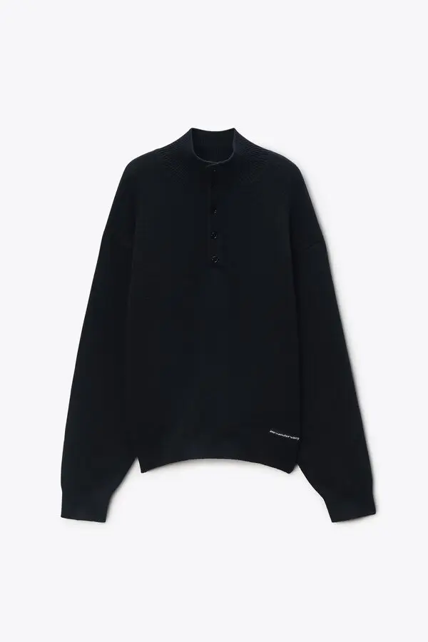 Alexander Wang Wool Turtleneck Henley - Black