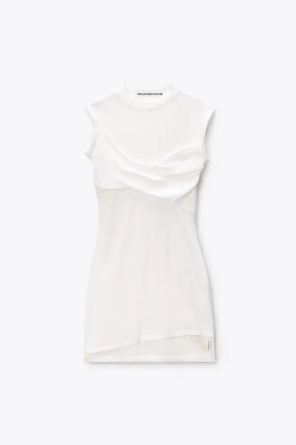 Alexander Wang Sleeveless Layered Twisted Bust Mini Dress - White
