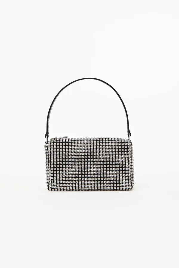 Alexander Wang Heiress Pouch In Crystal Hotfix Mesh - White