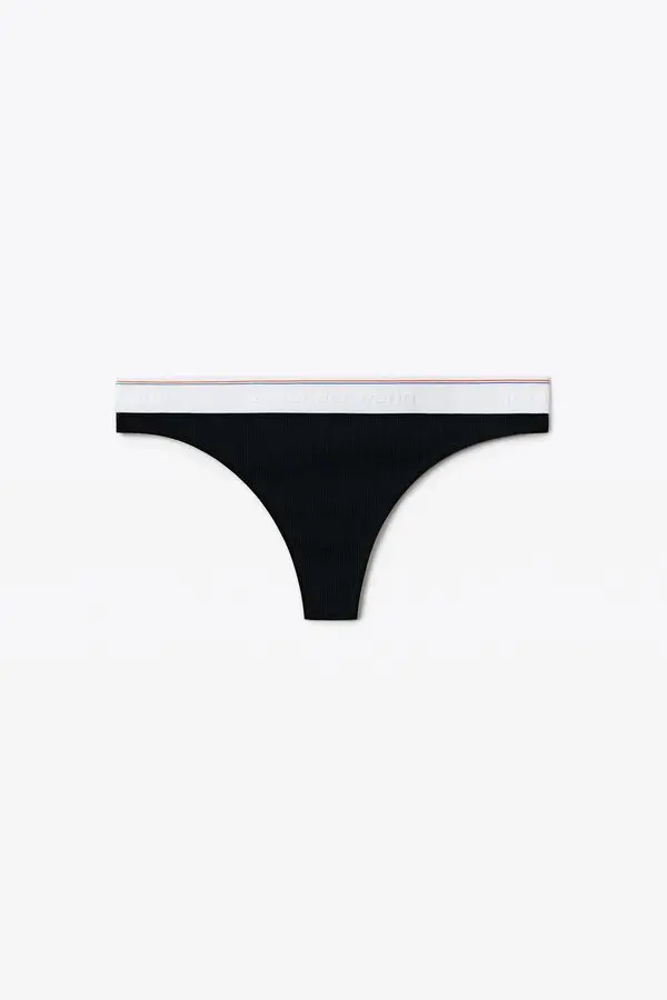 Alexander Wang Classic Thong In Ribbed Jersey - Black