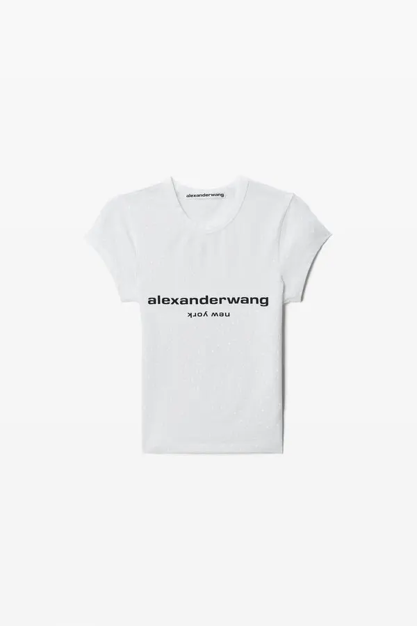 Alexander Wang Logo Baby Tee W/ Hotfix - White