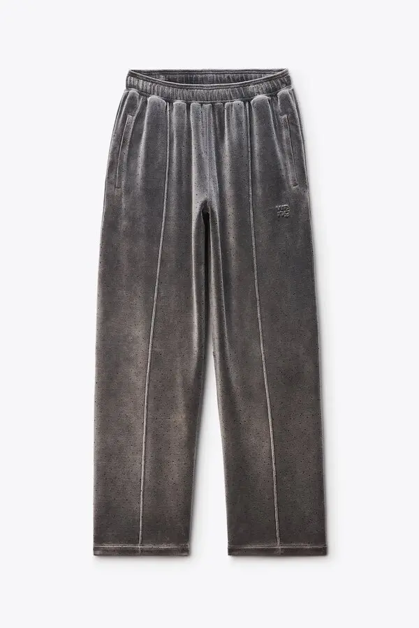 Alexander Wang Crystal Hotfix Mid-rise Terry Sweatpant - Titanium