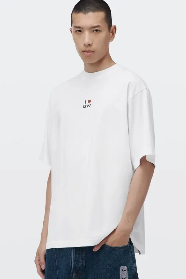 Alexander Wang Crystal Hotfix I Heart Aw Oversized Tee - White