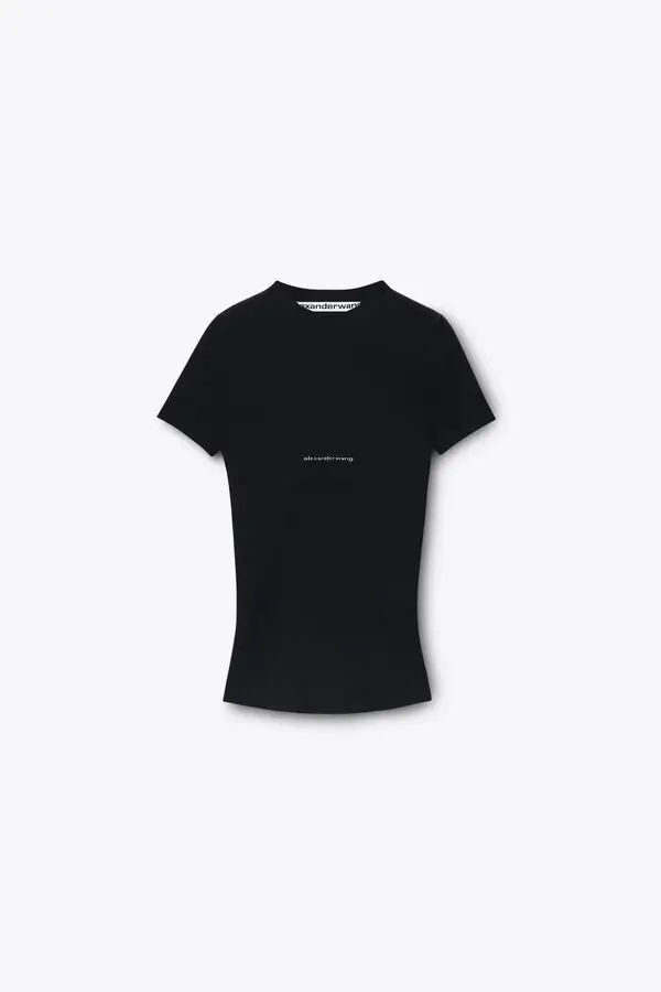 Alexander Wang Jacquard Logo Short Sleeve Crewneck Top - Black
