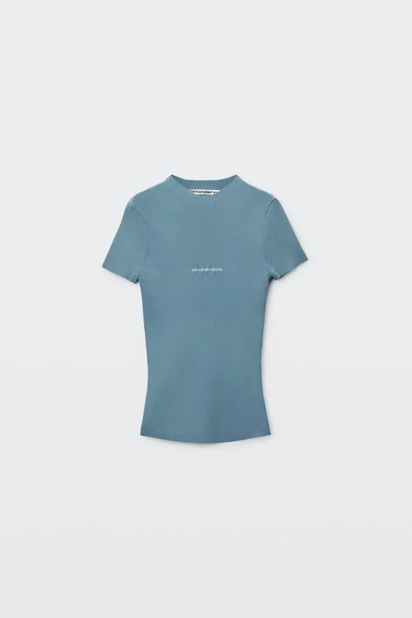 Alexander Wang Jacquard Logo Short Sleeve Crewneck Top - Black