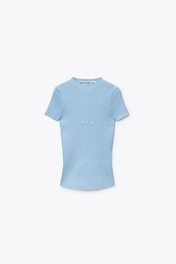 Alexander Wang Jacquard Logo Short Sleeve Crewneck Top - Blue