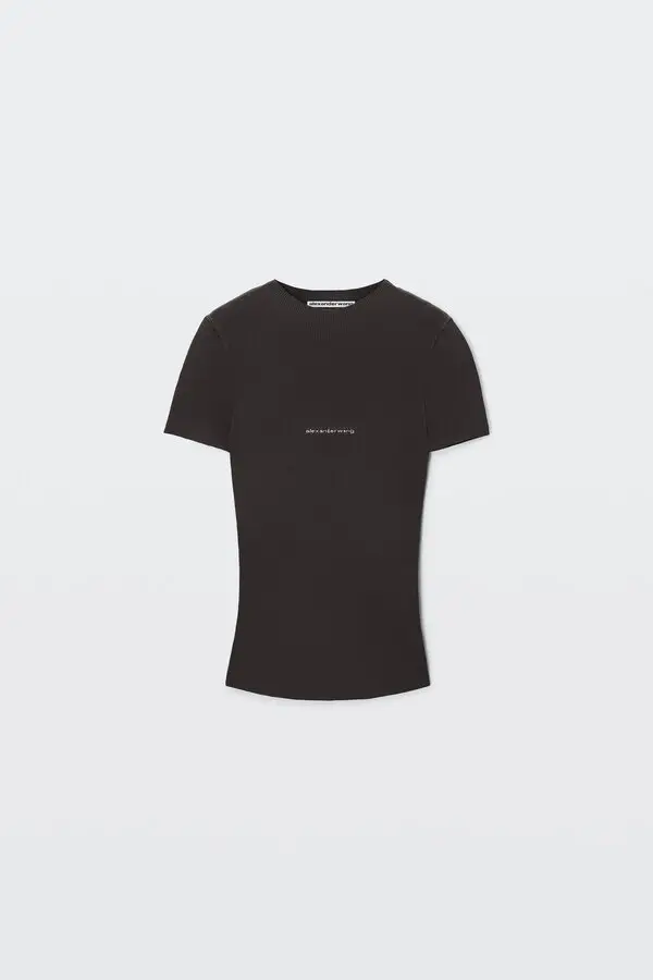 Alexander Wang Ss Crewneck Top W/ Jacquard Logo - Cola