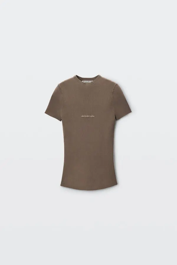 Alexander Wang Jacquard Logo Short Sleeve Crewneck Top - Red