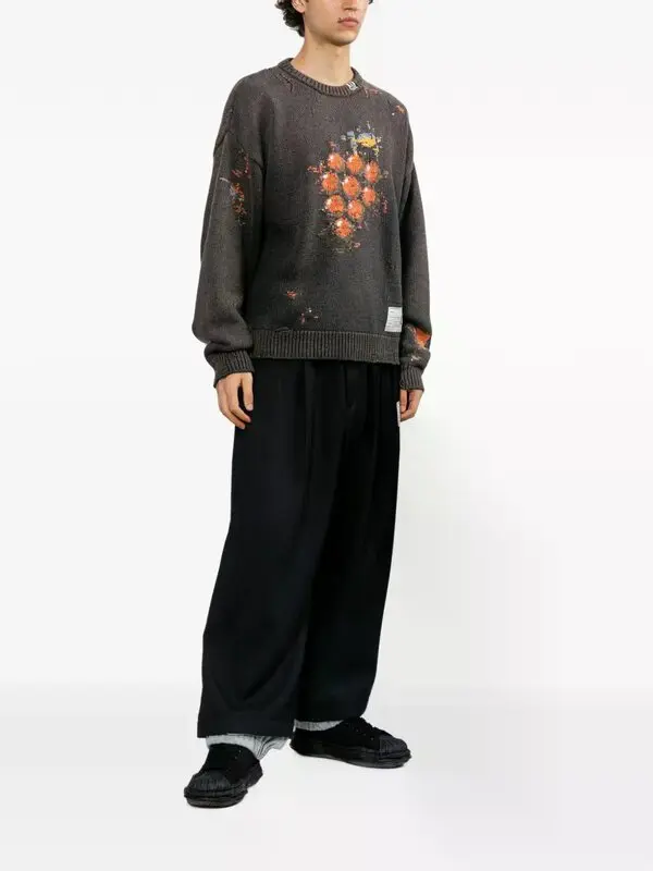 Mihara Yasuhiro Distressed Intarsia-knit Jumper