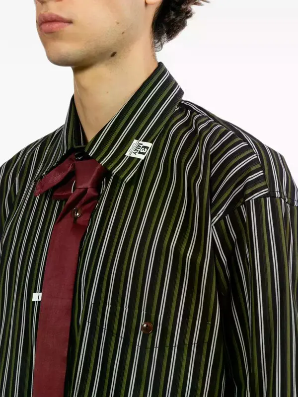 Mihara Yasuhiro Striped Tie-detail Shirt