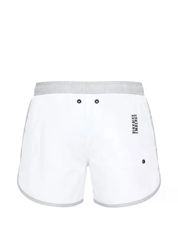 BIKKEMBERGS Logo-embroidered Contrast-piping Swim Shorts