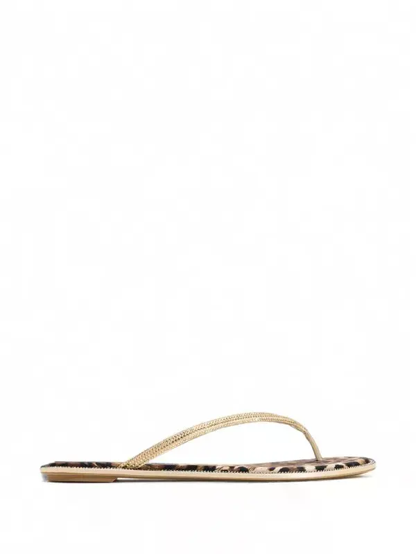 Rene Caovilla Leopard-print Crystal-embellished Sandals - Gold