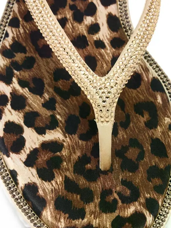 Rene Caovilla Leopard-print Crystal-embellished Sandals