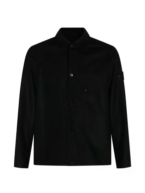 Stone Island Logo-patch Button-up Wool Shirt