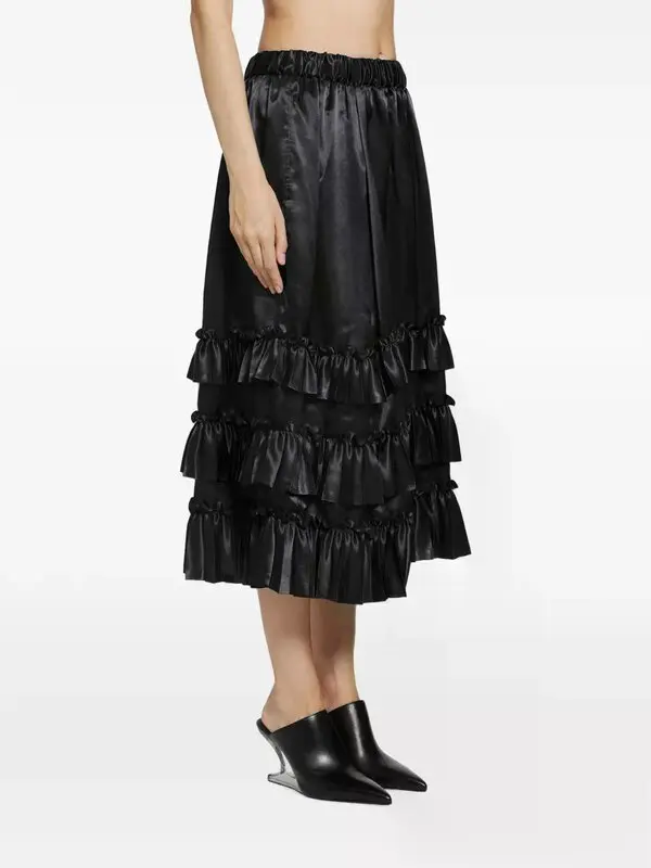 Noir Kei Ninomiya Ruffled Tiered Mid Skirt - Black