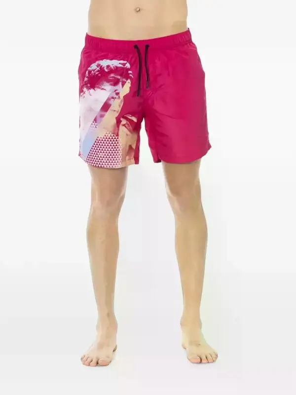 BIKKEMBERGS Graphic-print Drawstring Swim Shorts - Pink