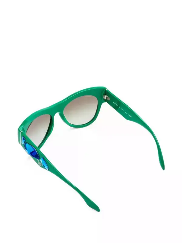 Prada Spr22q Jewelled Cat-eye Sunglasses - Green