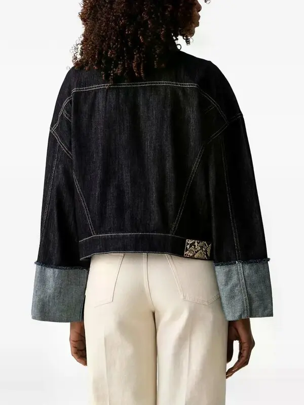 TWINSET Contrast-stitch Raw-edge Denim Jacket