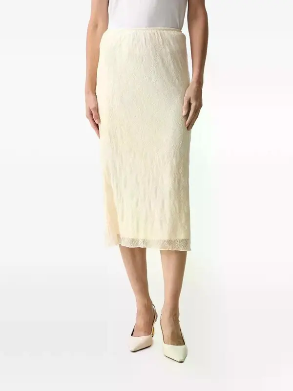 TWINSET Lace-overlay Midi Skirt - Neutrals