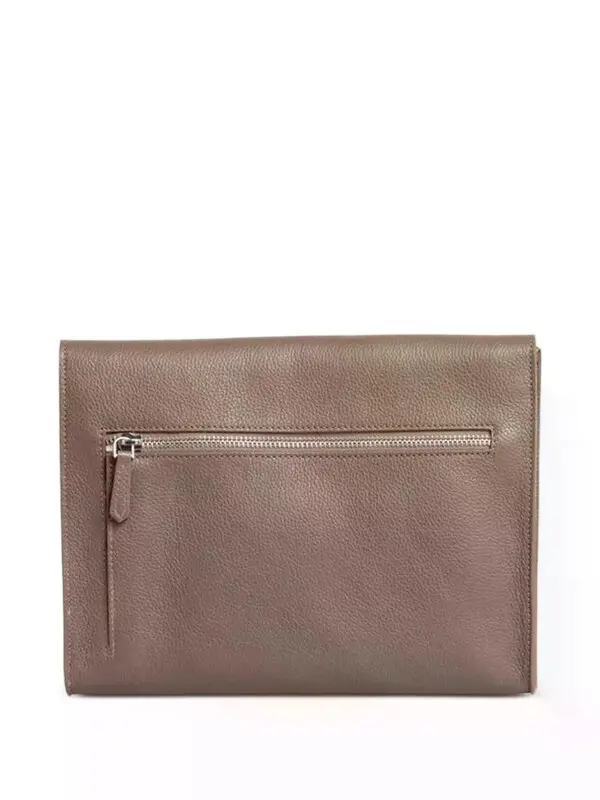 TRUSSARDI Logo-patch Pebbled Clutch Bag