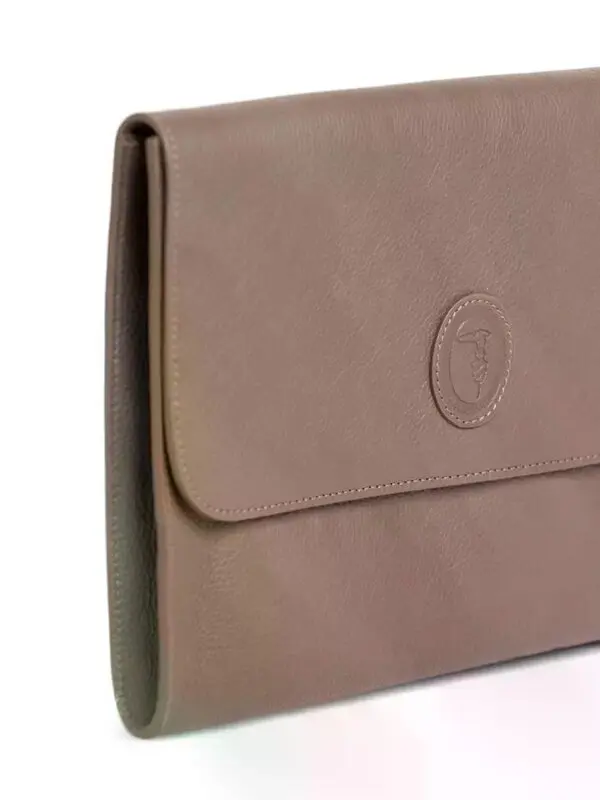 TRUSSARDI Logo-patch Pebbled Clutch Bag