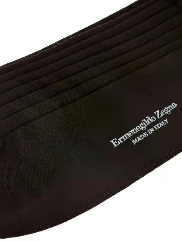 Zegna Ribbed-knit Logo-print Socks