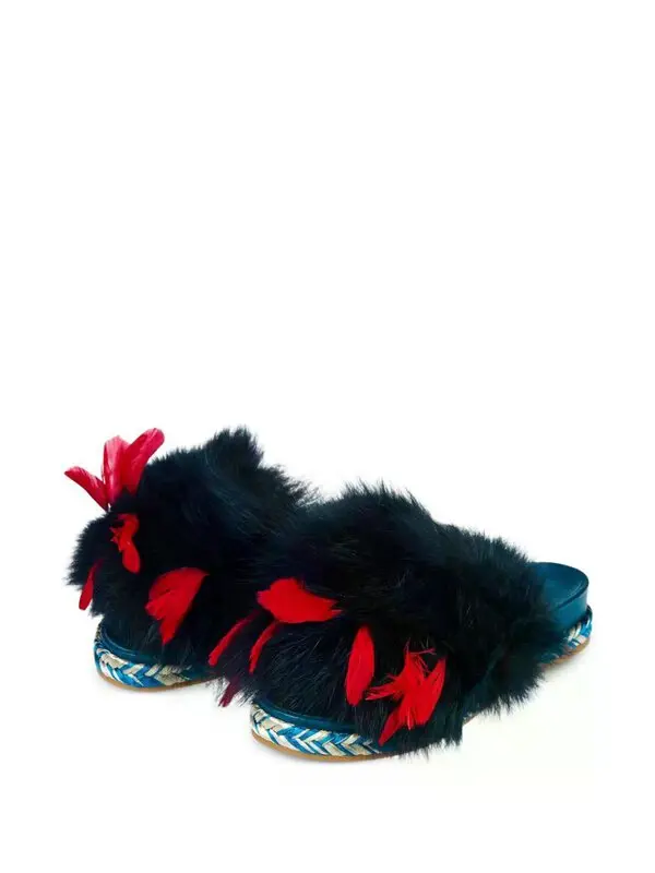 Mr & Mrs Italy Feather-embellished Slippers