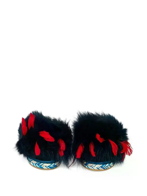 Mr & Mrs Italy Feather-embellished Slippers
